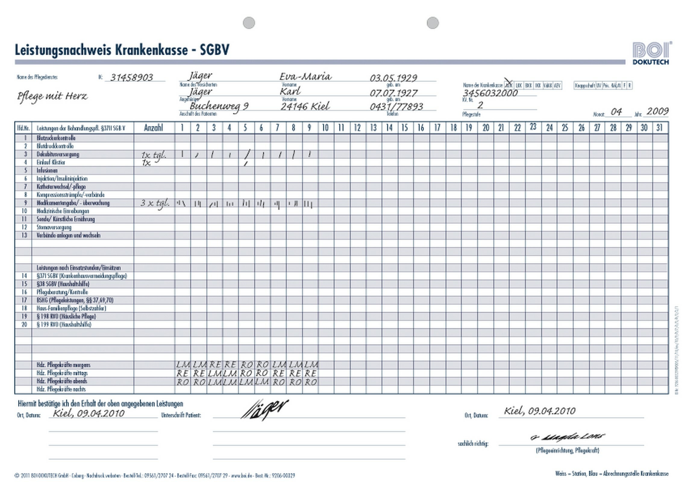 Leistungsnachweis Krankenkasse SGBV - BOI Shop